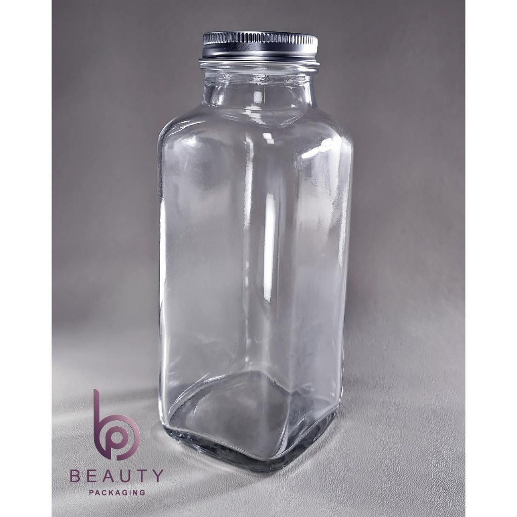 Jual Botol Kaca Jus Kopi Madu French Square Kotak 250ml Tutup Alumunium ...