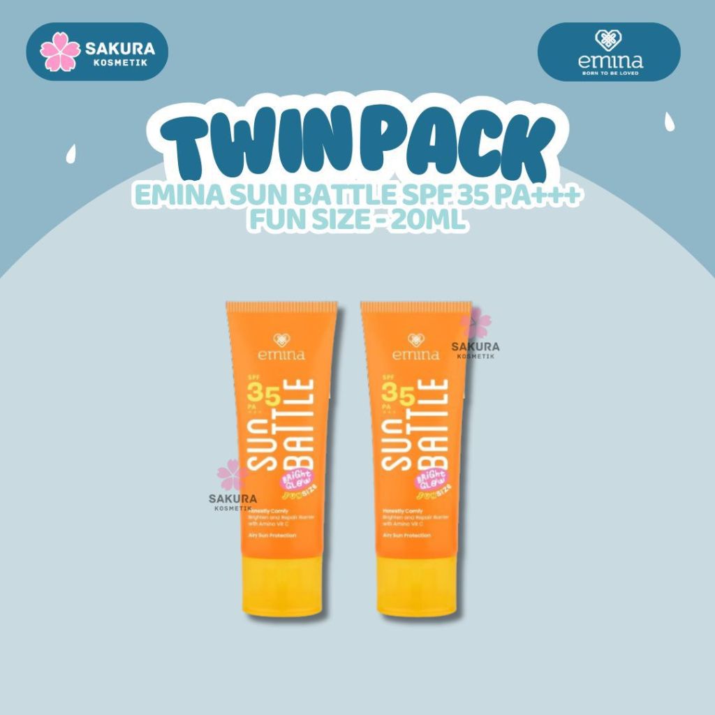 Jual [TWIN PACK] Fun Size Emina Sun Battle Bright Glow SPF 35 PA+++ Sun Protection - 20ml ...