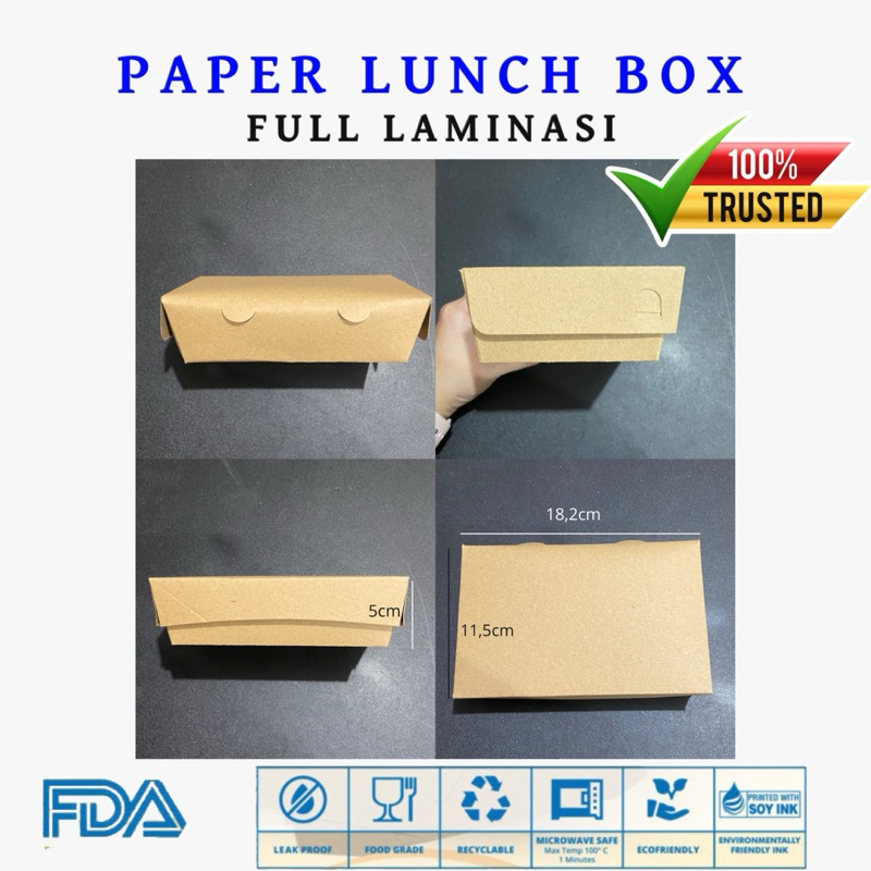 Jual PAPER LUNCH BOX BAHAN KRAFT / KRAFT FULL LAMINASI (HARGA PER 20PC) | Shopee Indonesia