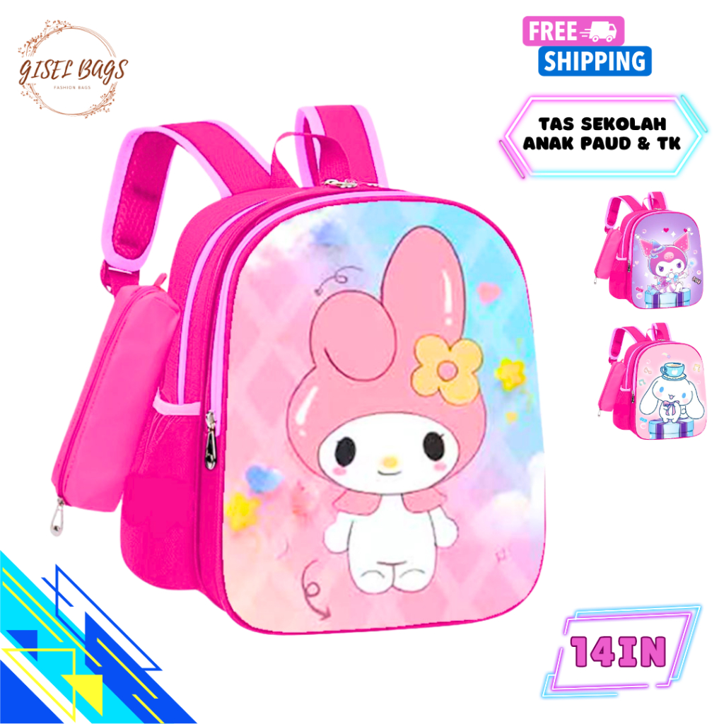 Jual tas sekolah anak perempuan gambar kuromi timbul 3d import waterproof | Shopee Indonesia