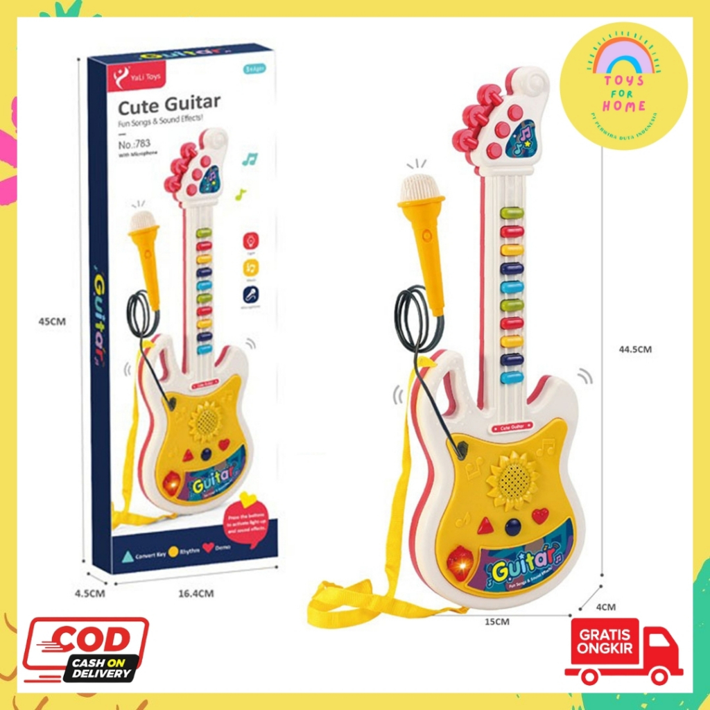 Jual Mainan Gitar Anak Lucu dan Menyala / Cute Guitar with Light and ...