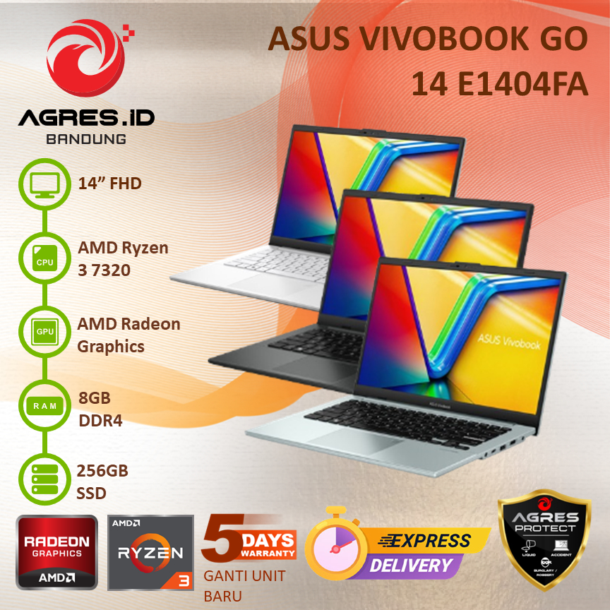 Jual ASUS VIVOBOOK GO 14 E1404FA RYZEN 3 7320 8GB 256GB 14.0 FHD VIPS ...