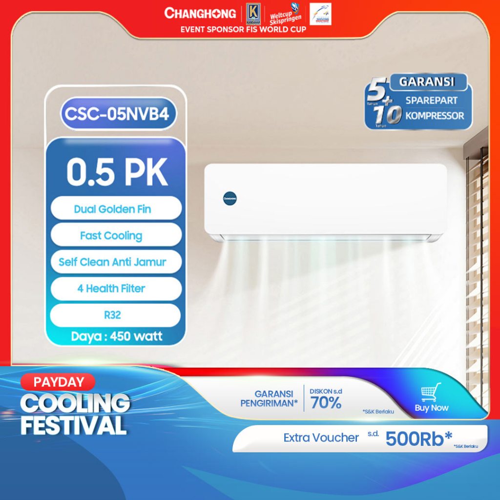 Jual Changhong AC Split 1/2 PK STANDARD R32 - CSC-05NVB4 [INDOOR ...