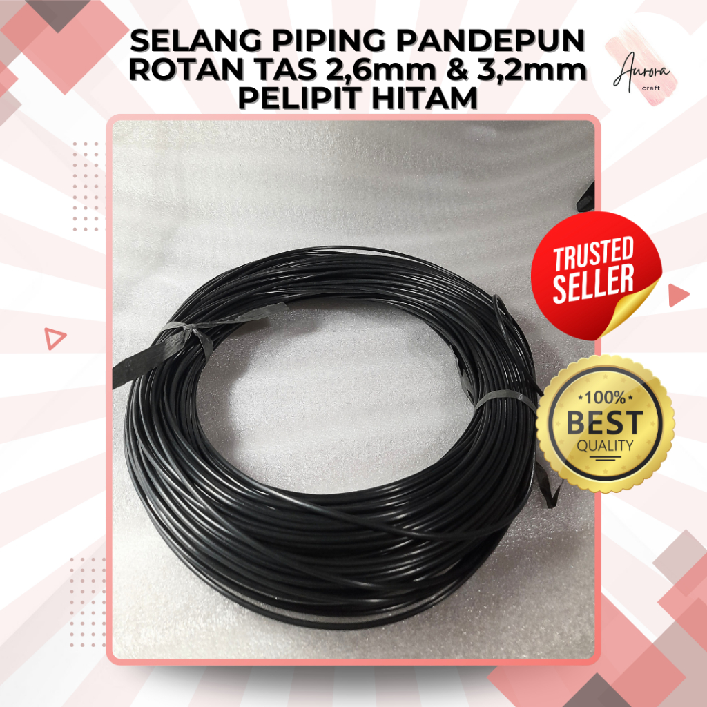 Jual SELANG PIPING PANDEPUN ROTAN TAS 2,6mm & 3,2mm PELIPIT HITAM ...