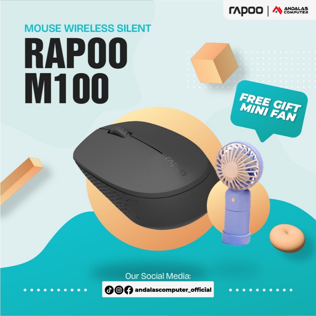Jual Mouse Wireless Bluetooth Rapoo M100 Silent Free Mini Fan | Shopee ...