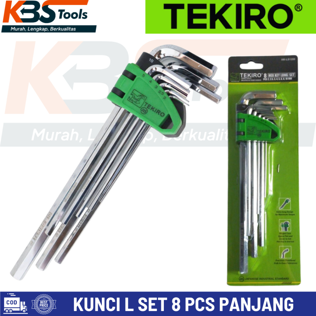 Jual TEKIRO Kunci L Set Panjang 8 Pcs Panjang | Shopee Indonesia