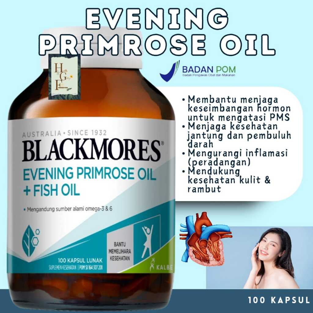 Jual Blackmores Evening Primrose Oil Plus Fish Oil BPOM Kalbe 100 ...
