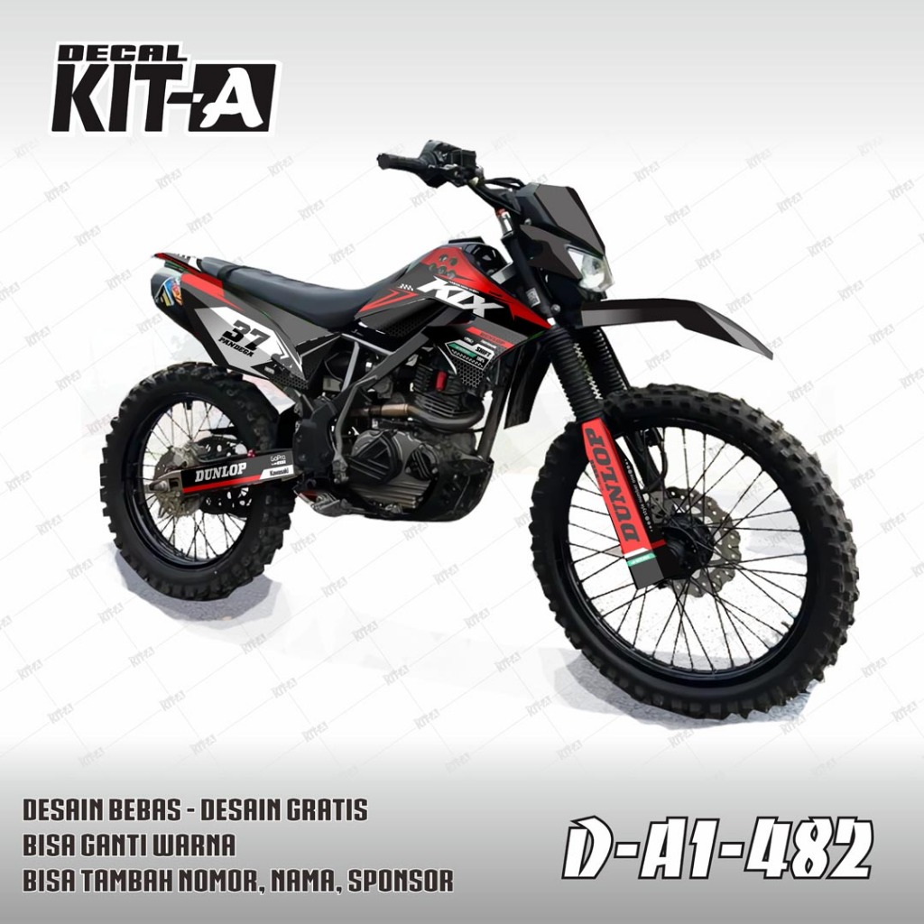 Jual Decal KLX 150 S fullbody custom design MOTIF Merah Hitam D-A1-482 ...