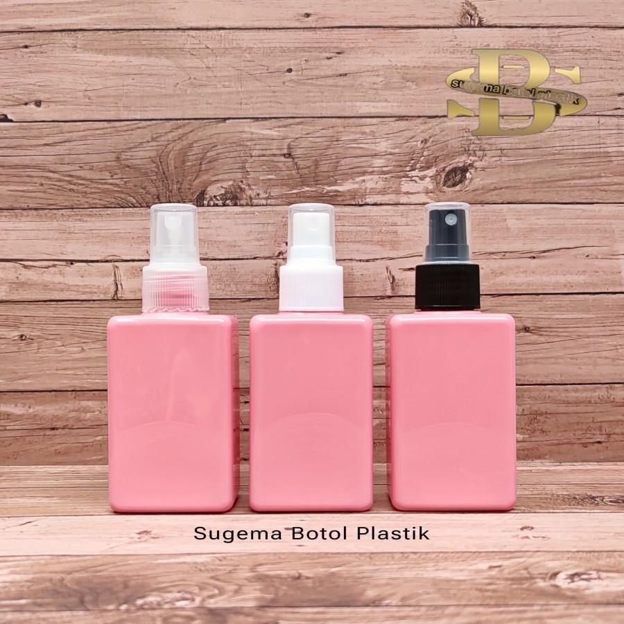 Jual Botol Spray 100ml Kotak Pink Plastik Pet Tebal / Botol 100ml Kotak ...