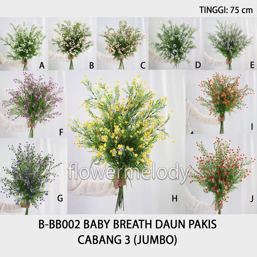 Jual [12 PCS] (B-BB002) BUNGA BABY BREATH DAUN PAKIS ARTIFICIAL CABANG 3 | Shopee Indonesia