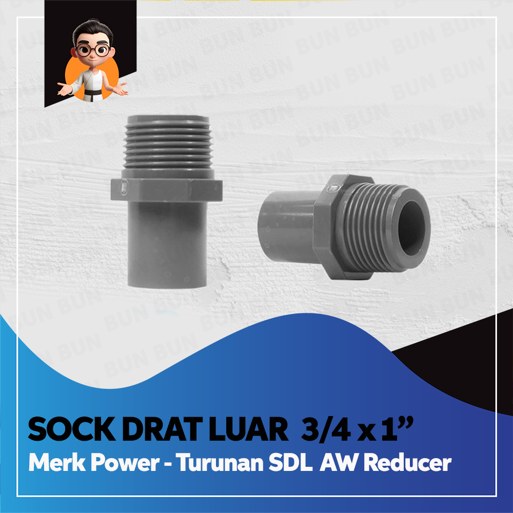 Jual SDL AW Reducer 3/4 X 1 FITTING PVC POWER | SOCKET / SOK DRAT Luar ...
