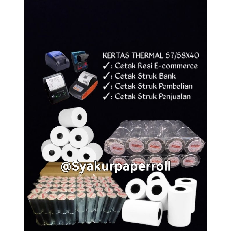 Jual Kertas kasir thermal 57/58x40 paket 10 pcs | Shopee Indonesia