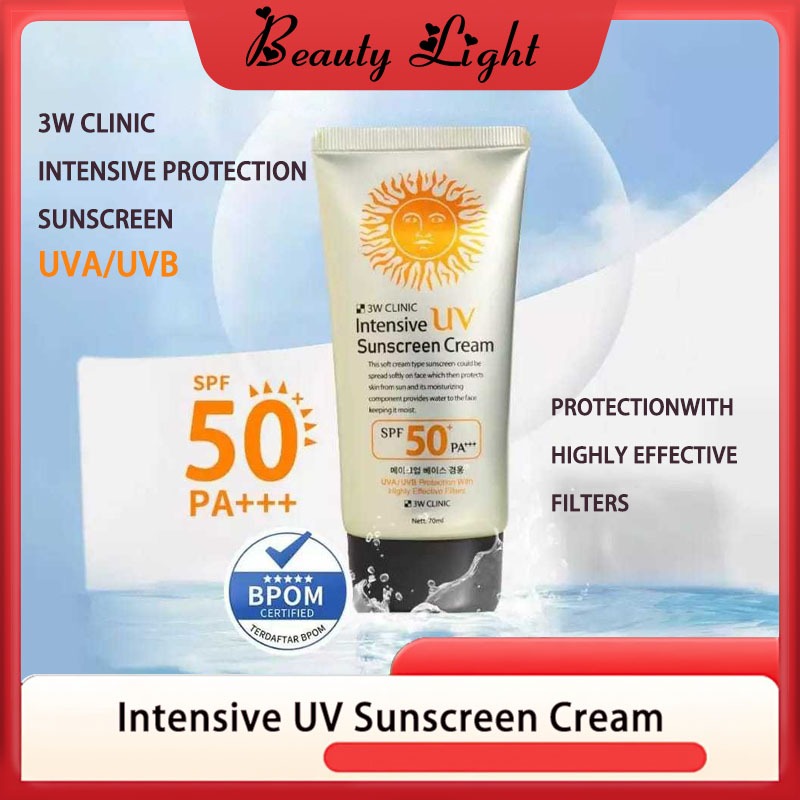Jual [BPOM] 3W Sunscreen (SPF 50 PA+++) 70ML Wajah UV Shield Sun ...