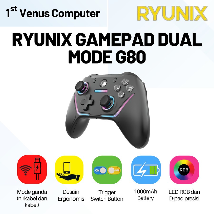 Jual Gamepad Sades Ryunix G80 Hall Effect Dual Mode Gaming Controller / GAM01-RYX | Shopee Indonesia