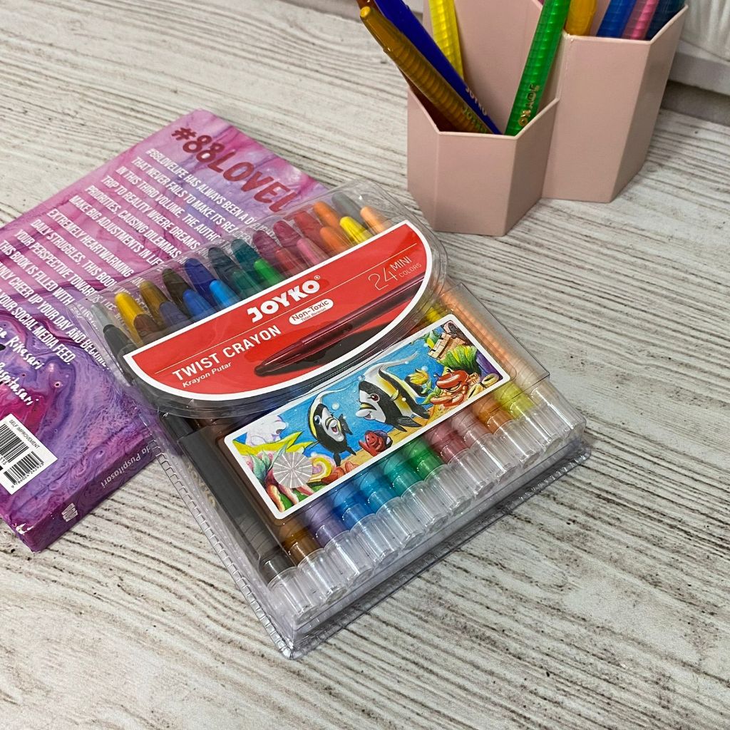 Jual Crayon Twist MERK JOYKO MINI 24 Pcs Warna Warni - KR 1388 - krayon ...