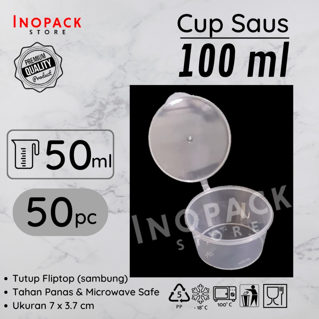 Jual Tempat saus plastik 100ml thinwall / cup sambal / Tempat saos ...