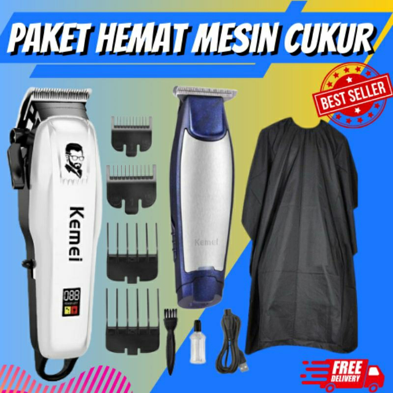 Jual Mesin Cukur Rambut Elektrik Hair Clipper Professional Standard Barbershop LCD Power KEMEI ...
