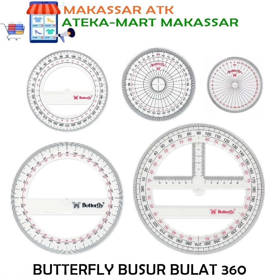 Jual [1PCS] BUTTERFLY BUSUR DERAJAT BULAT 360/8CM 360/10CM 360/12CM 360 ...