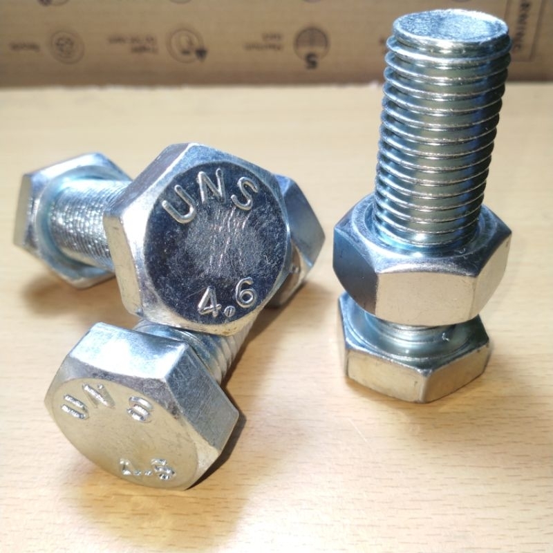 Jual baut mur m20x60mm hexagon bolt m20x60mm pitch x2,5 galvanis blue ...