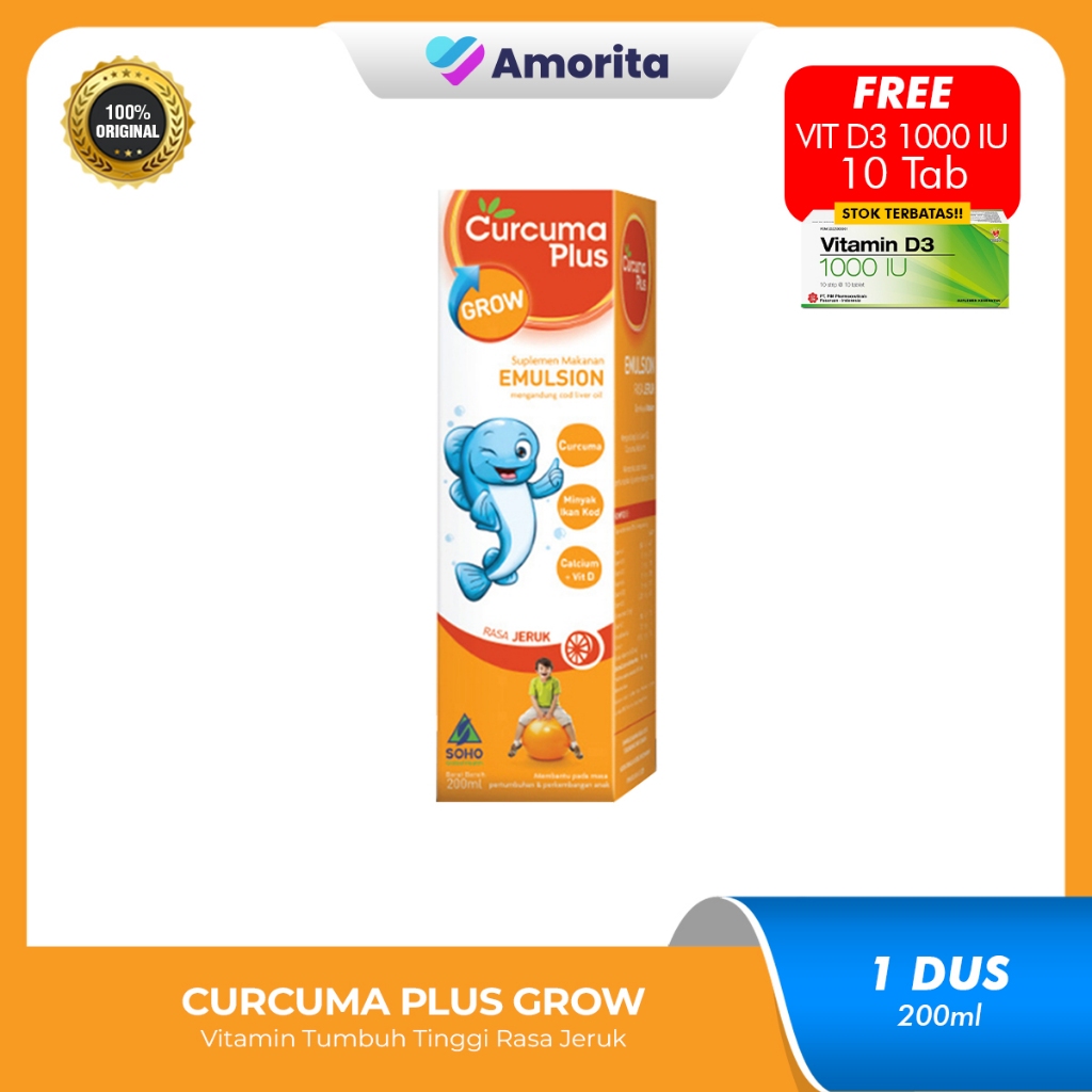 Jual Curcuma Plus Grow Emulsion Rasa Jeruk Isi 200ml | Shopee Indonesia