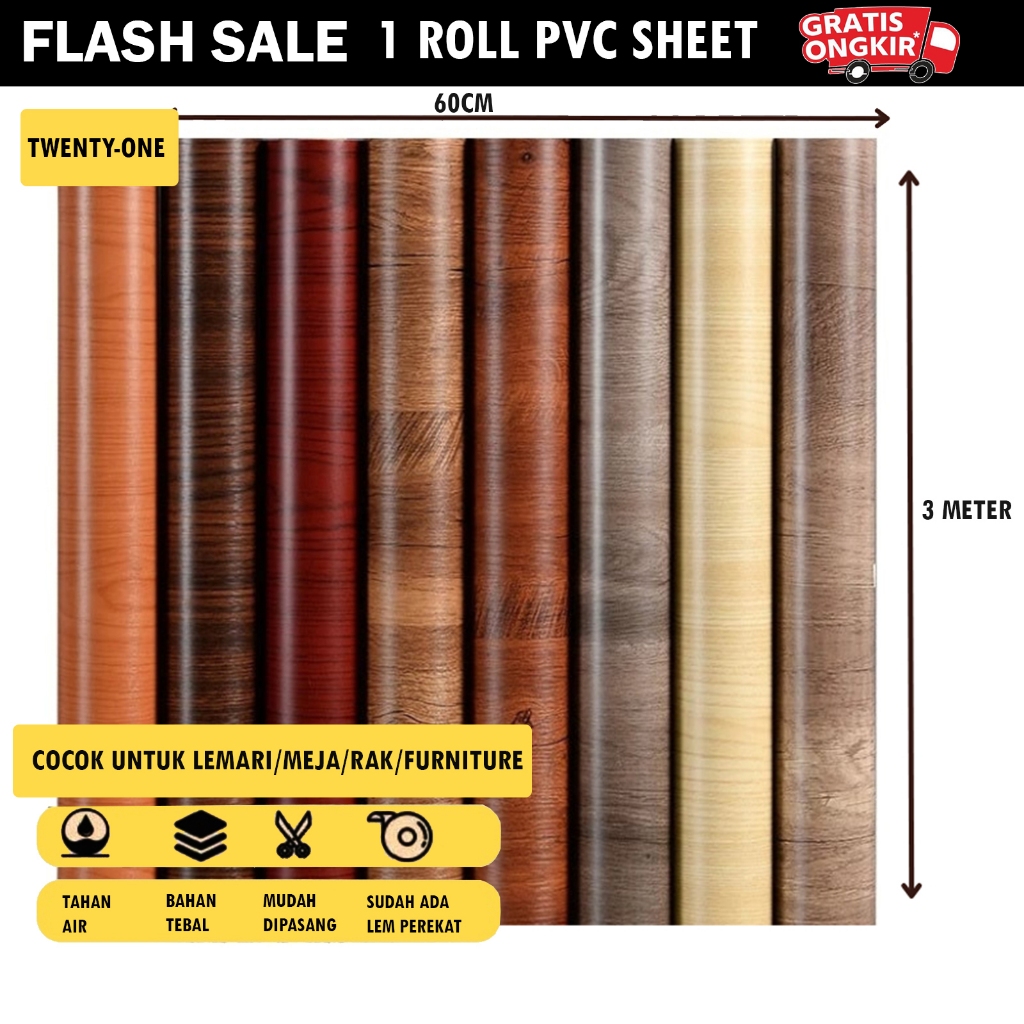 Jual 60CM x 3M Wallpaper Sticker Lemari Pengganti HPL Sticker Lemari ...