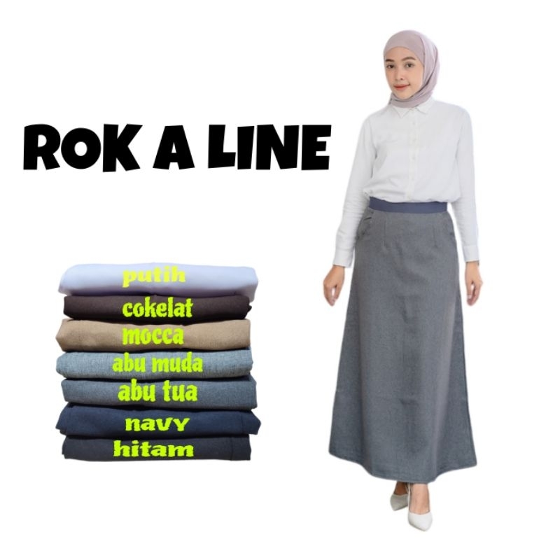 Jual Rok Kerja A Line Hitam Wanita Polos Panjang Korean Style Ukuran ...