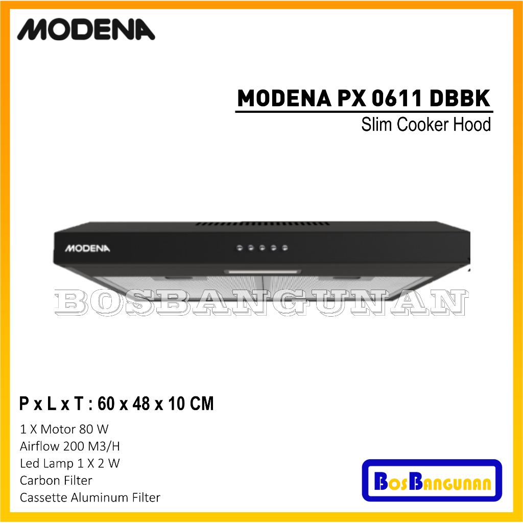Jual PROMO Cooker Hood MODENA PX 0611 DBBK / Penghisap Asap Dapur MODENA PX0611DBBK / Slim ...