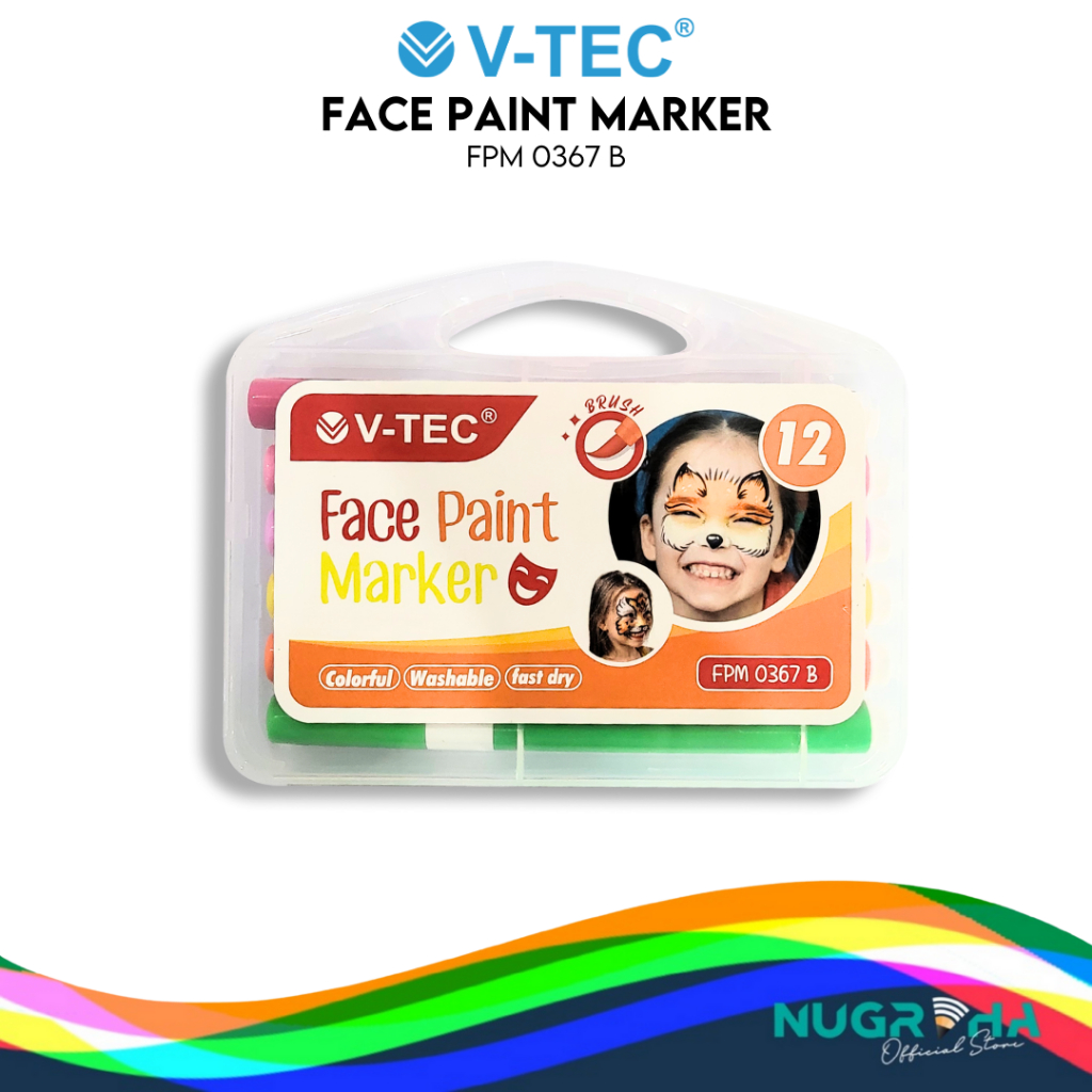 Jual Vtec Face Paint Marker FPM 0367 12 Color Spidol Khusus Wajah Aman ...