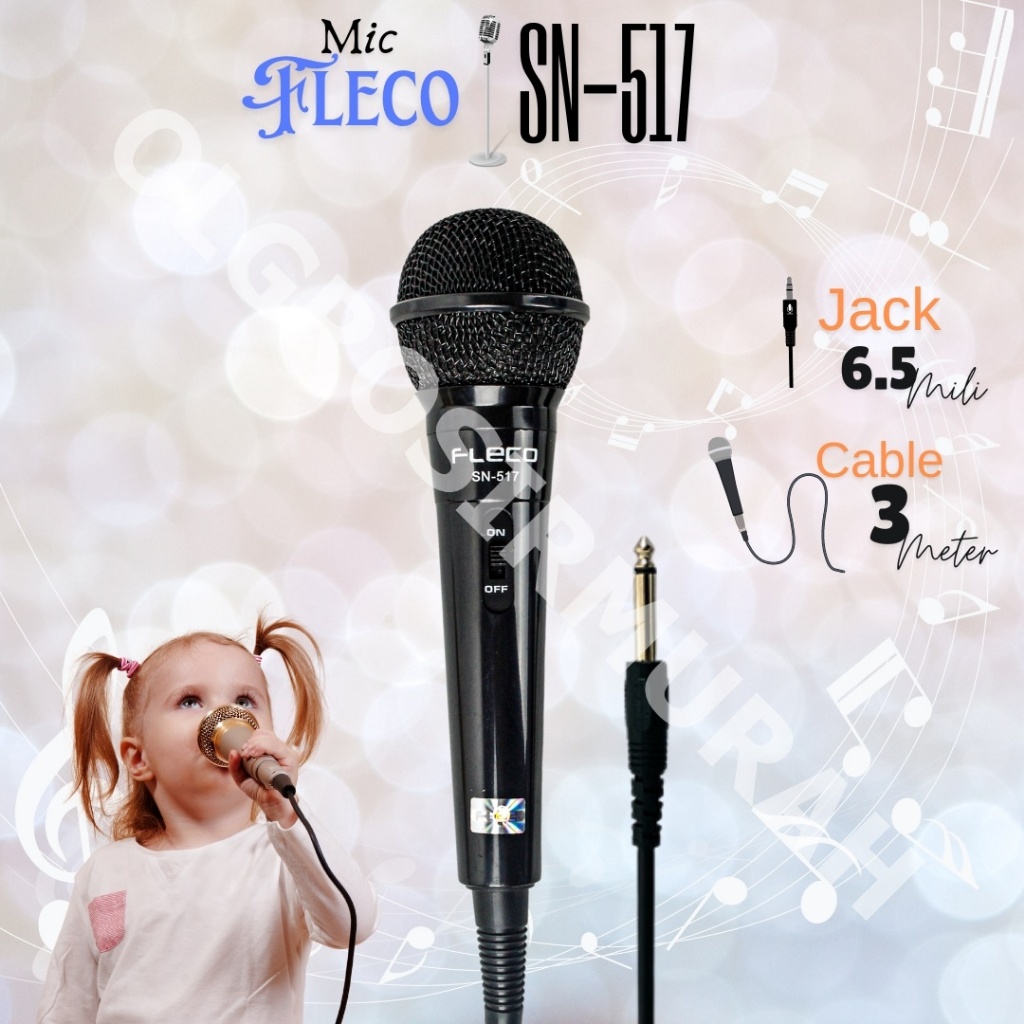Jual Mic Microphone Kabel Professional Karaoke Fleco SN-517 Vokal ...