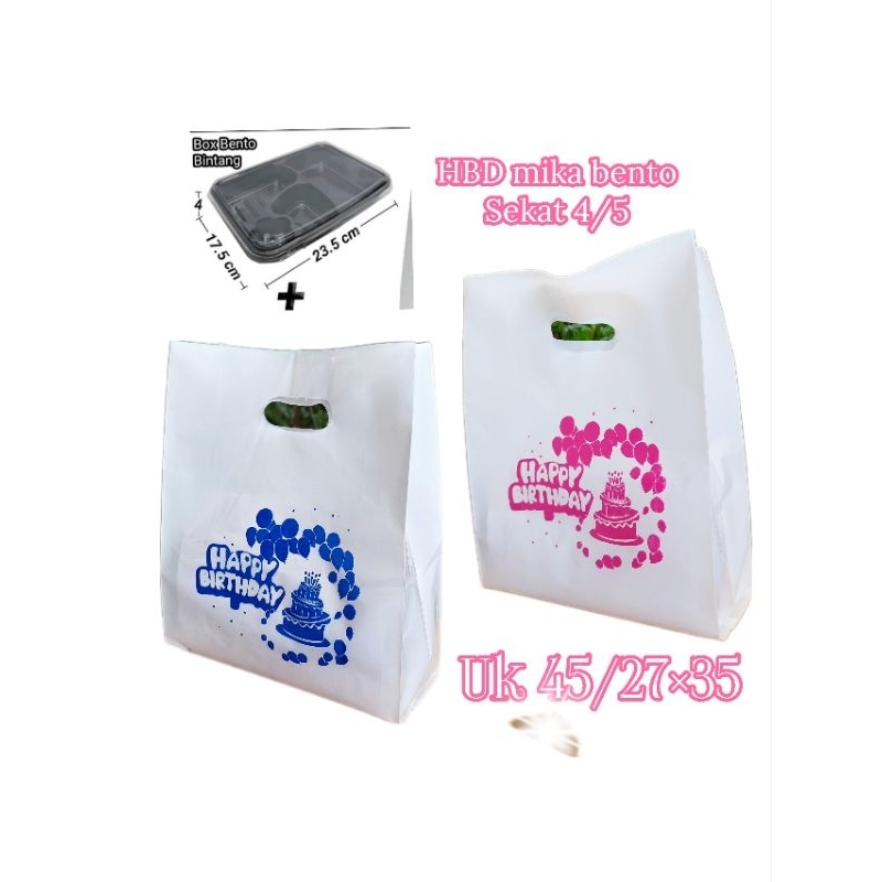 Jual Plastik HBD uk 45/27x35 isi 50 plastik ulang tahun untuk bento box ...