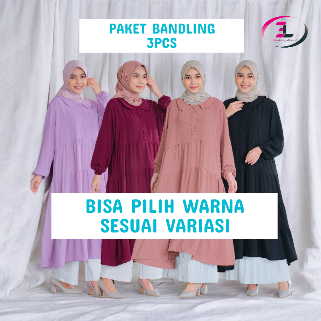 Jual Elhafidz.id (LANGSUNG KIRIM) Paket Bundling 3pcs Dress Najma Gamis ...
