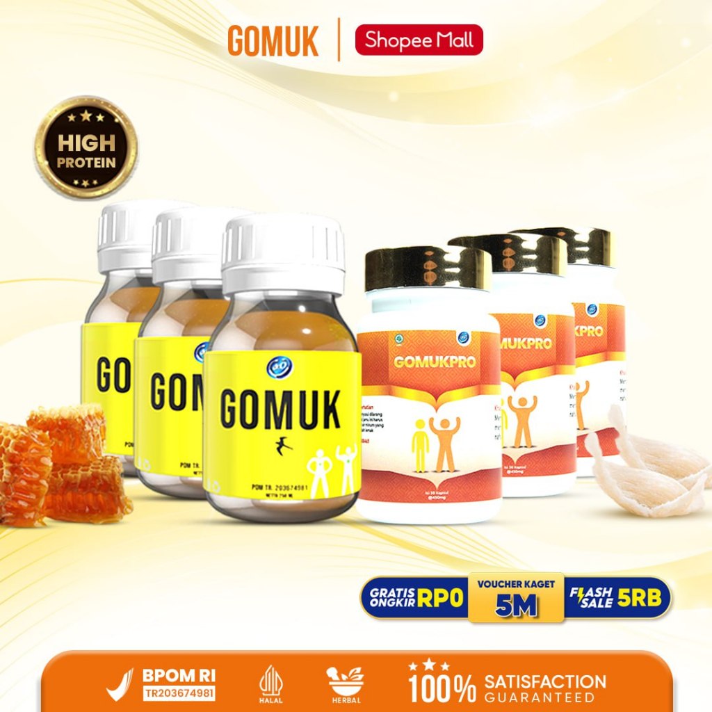 Jual Gomuk 250ml / Gomuk Pro/ Gomuk Madu/ Gomuk Kapsul Herbal/Bundling Hemat 3 Botol Gomuk + 3 ...