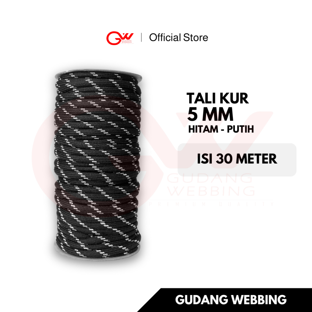 Jual TALI SERUT / TALI TAS / TALI KUR 5 MM HITAM-PUTIH | Shopee Indonesia