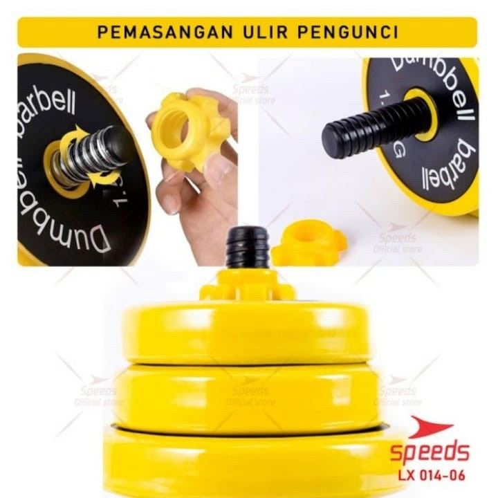 Jual NEW!!! Dumble Barbel 30 kg Besi Angkat Beban LX 014 - 6 YELLOW ...