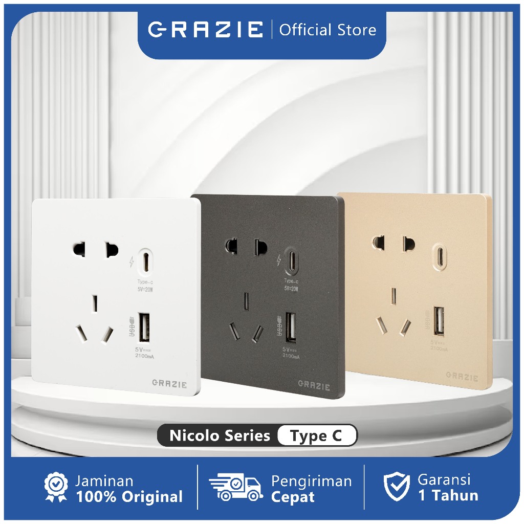 Jual Grazie Fast Charging Colokan Dinding Stop Kontak Universal UK EU ...