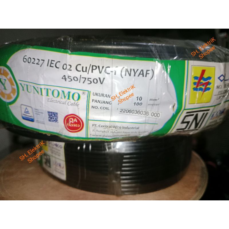 Jual KABEL NYAF 1x10mm2 YUNiITOMO 1roll (50M/100M) | Shopee Indonesia