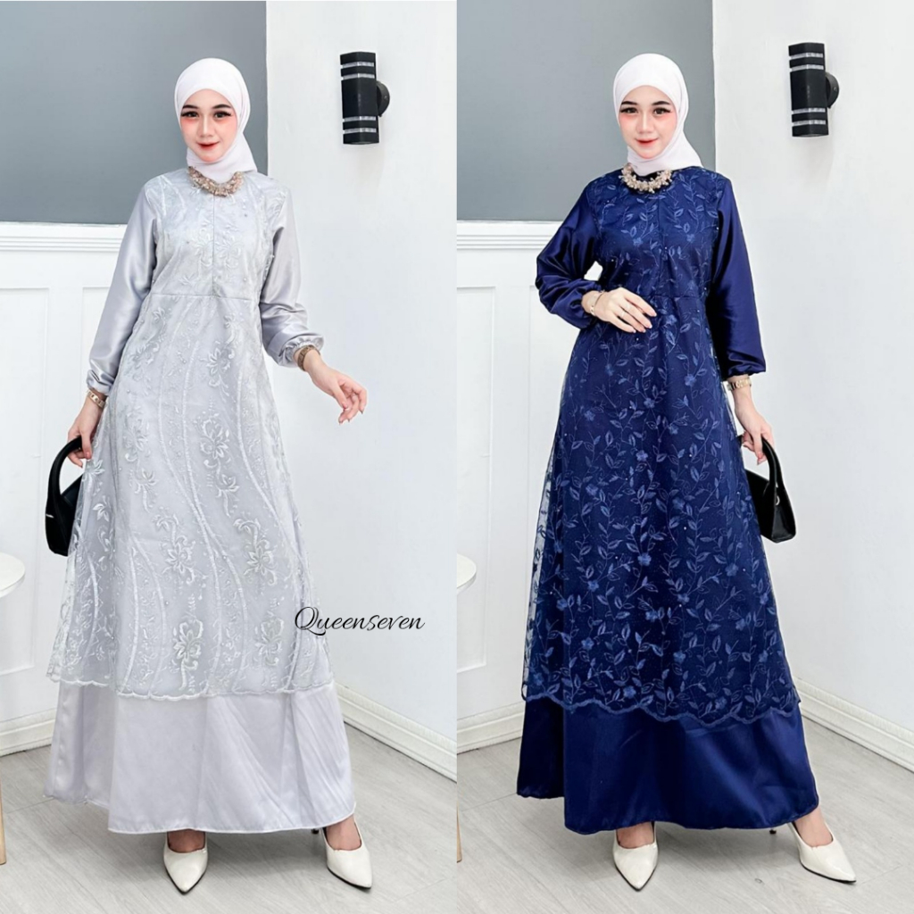 Jual Gamis wanita terbaru almira dress busui brukat mutiara tile gamis pesta mewah elegan ...