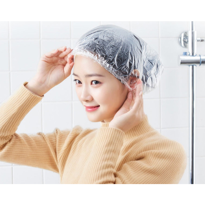 Jual Shower Cap Plastik 100pcs Mandi Plastik Penutup Kepala Pelindung ...