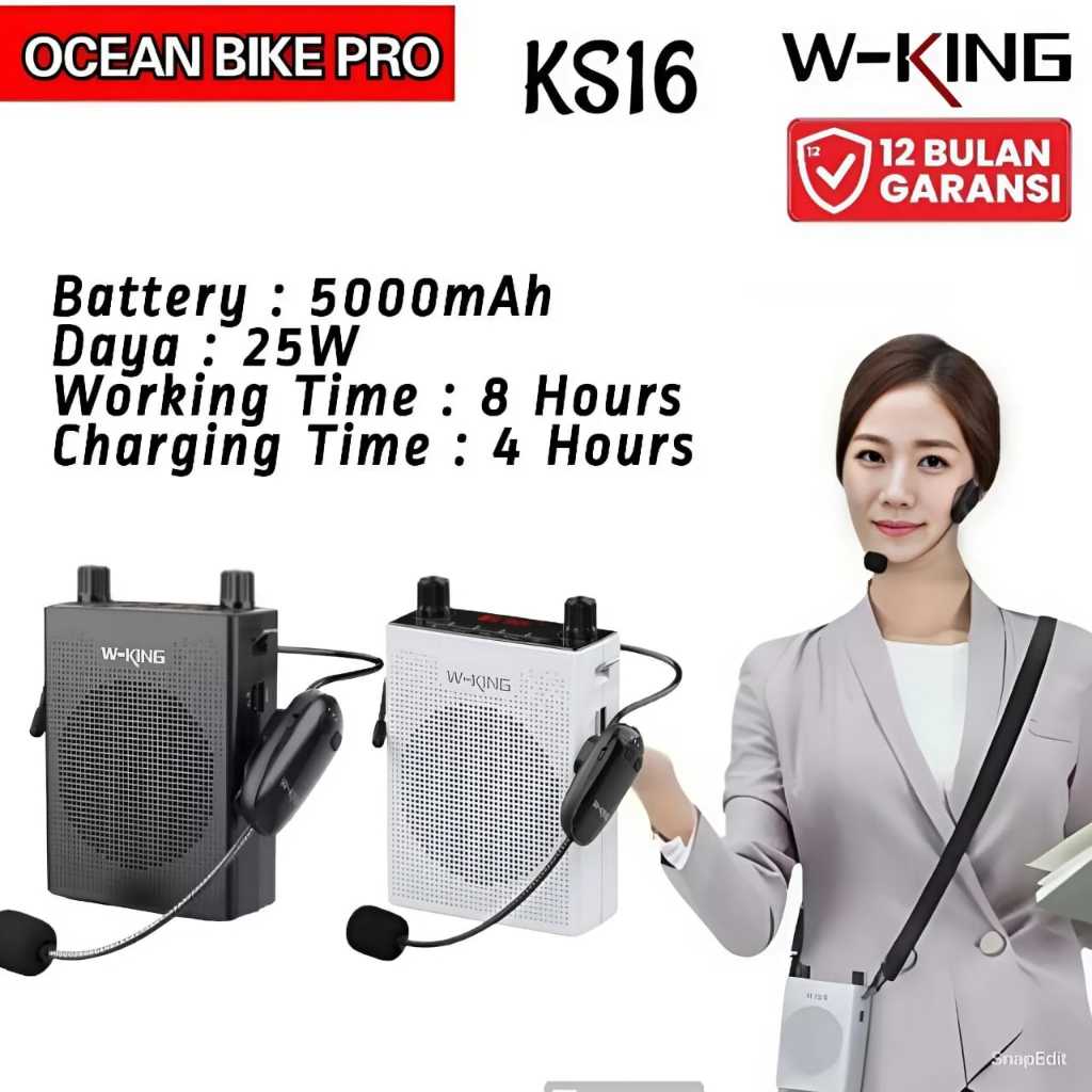 Jual SPEAKER BLUETOOTH PINGGANG WKING KS16 MIC CLIP ON TOUR GUIDE ...