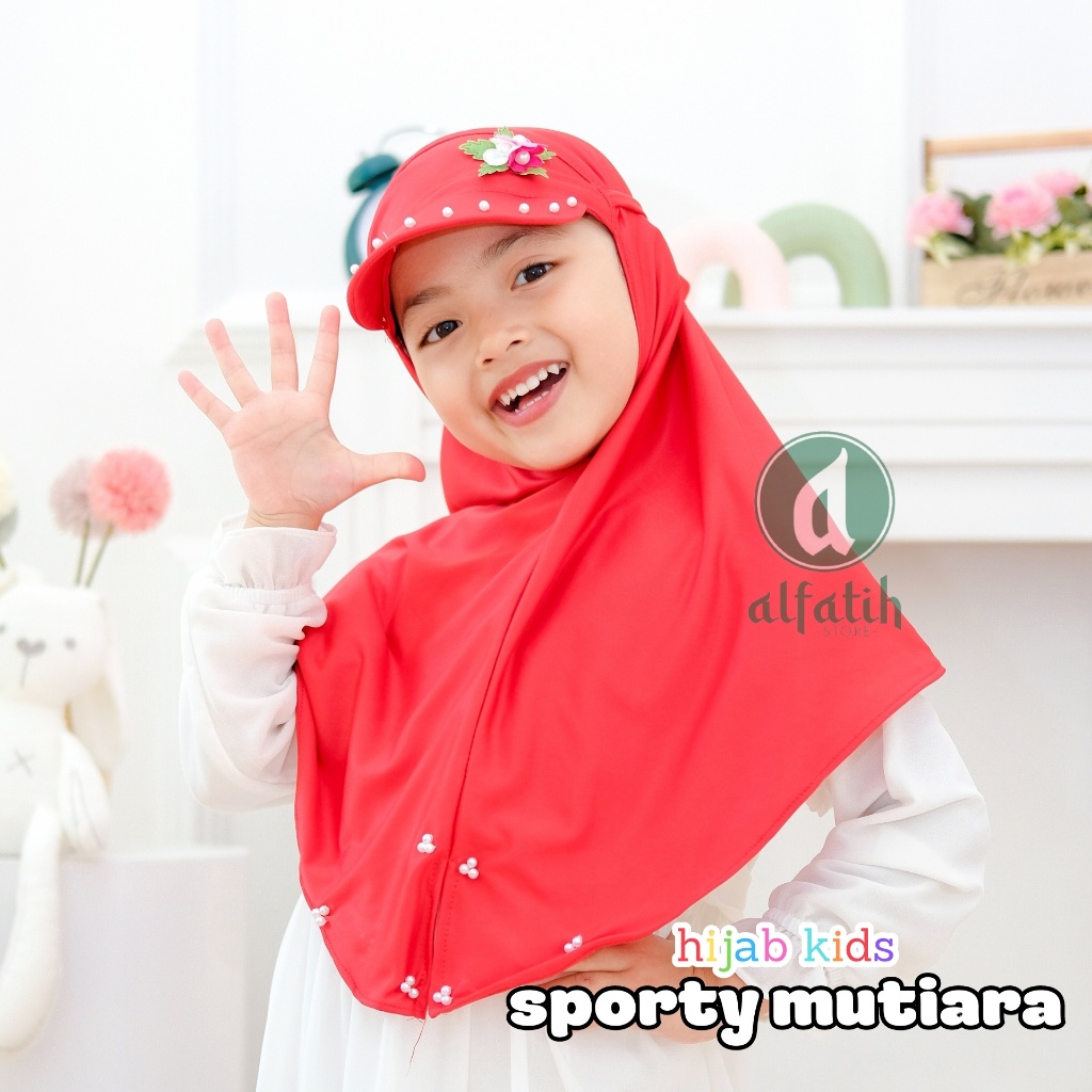 Jual Hijab anak Topi bunga mutiara / Jilbab Anak Topi Bunga / Jilbab ...