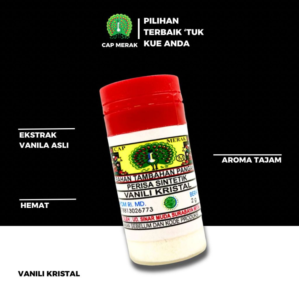 Jual PERISA MAKANAN BUBUK / PERISA BUBUK CAP MERAK VANILI KRISTAL ...