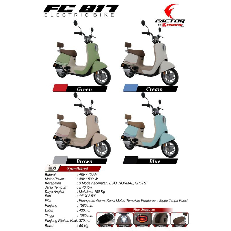 Jual Sepeda Listrik FACTOR FC 817 E Bike 500 watt | Shopee Indonesia