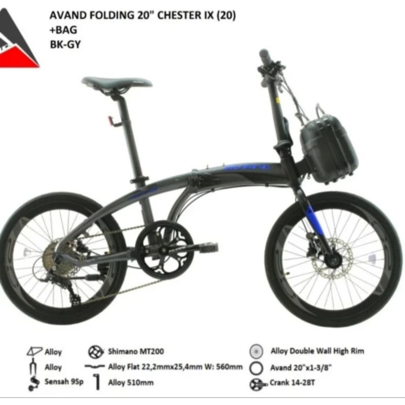 Jual Sepeda Lipat 20 Avand Chester 9 by United Speed Hidrolik | Shopee ...