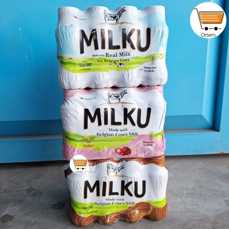 Jual MILKU SUSU UHT COKLAT | STROBERI | ORIGINAL | SLOP | 12 BOTOL ...
