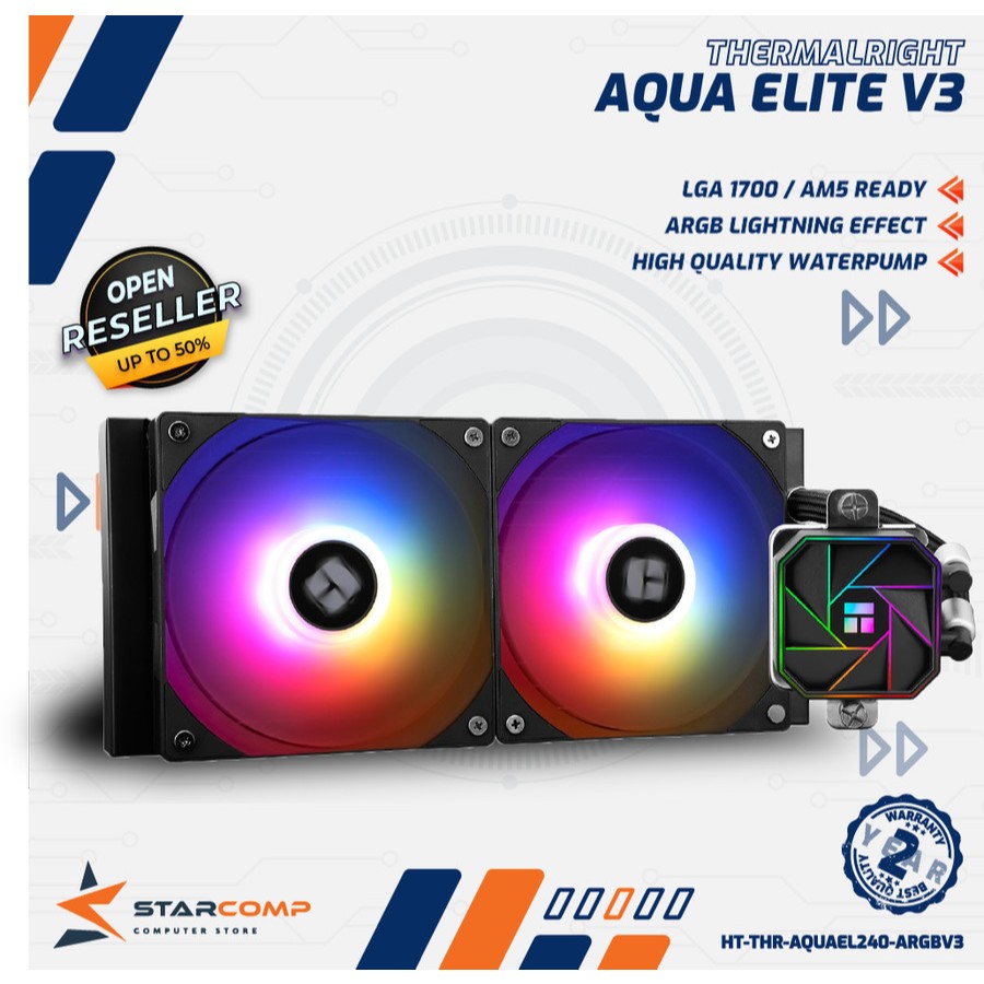 Jual THERMALRIGHT AQUA ELITE 240 V3 Black White ARGB CPU AIO Liquid ...