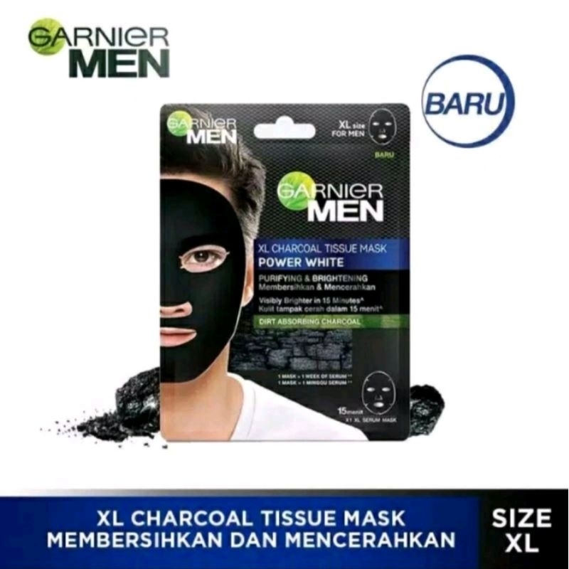 Jual GARNIER Men Turbo Bright XL Charcoal Tissue Mask 1 pcs | Shopee ...