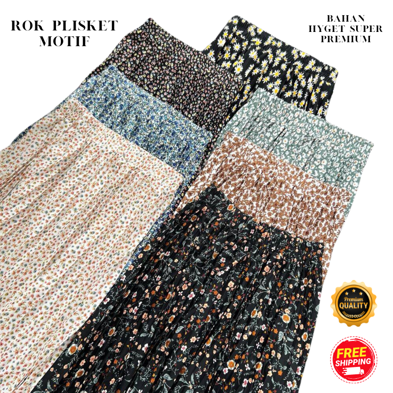 Jual Rok Motif Korean Look - Rok Plisket Motif Premium Tebal - Pleated ...