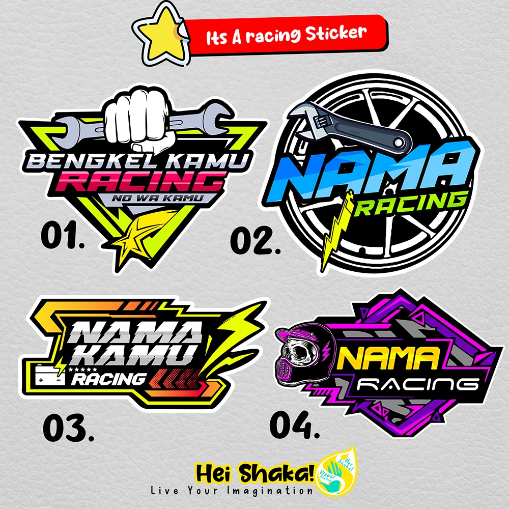 Jual Heishaka Stiker Racing Custom Nama Bengkel Logo Sticker Race ...