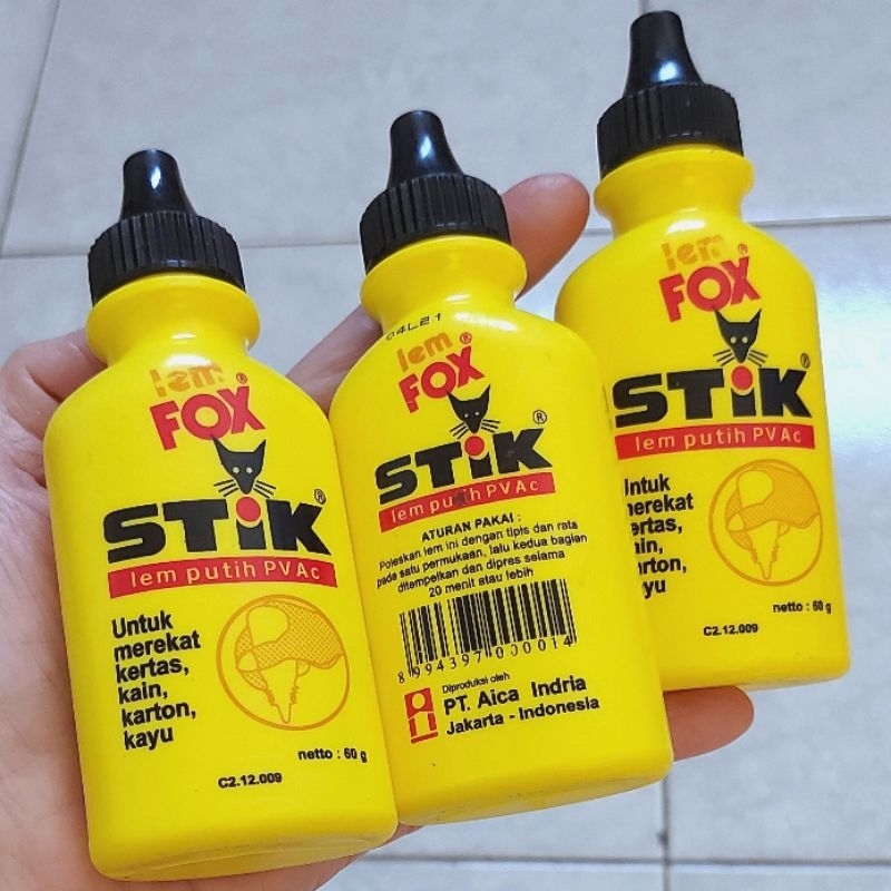 Jual 1 set isi 3 botol lem putih Fox stik PVAc 60mg (baru) | Shopee ...
