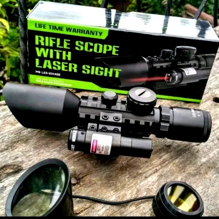 Jual Telescope Teleskop Rifle Scope + Laser Scope ACCURATE M9 LS 3 ...
